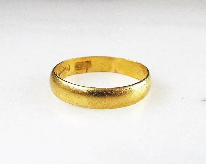 Vintage 23K Yellow Gold Wedding Band Ring Triple Crown Hallmark ETC4587 ...