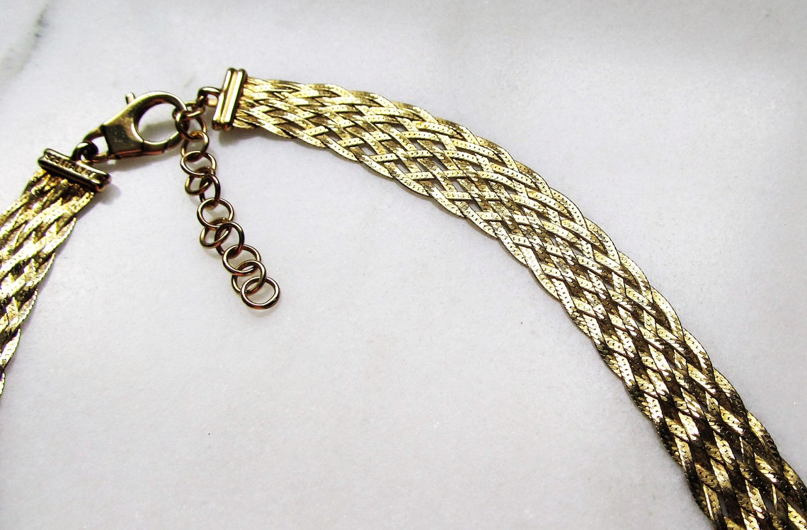 Italy 925 Sterling Silver Gold Vermeil Woven Mesh Choker - Etsy