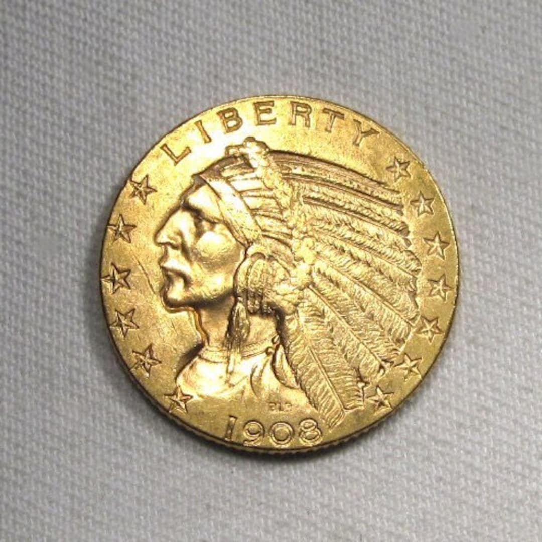 1908-D 5 Dollar Gold Indian Half Eagle AU Coin AP139 - Etsy