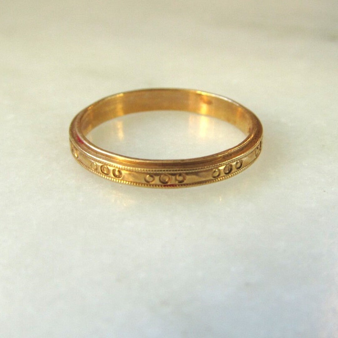 Antique 14K Yellow Gold Etched Wedding Band Ring Sz 8 1/4 ETC8827 - Etsy