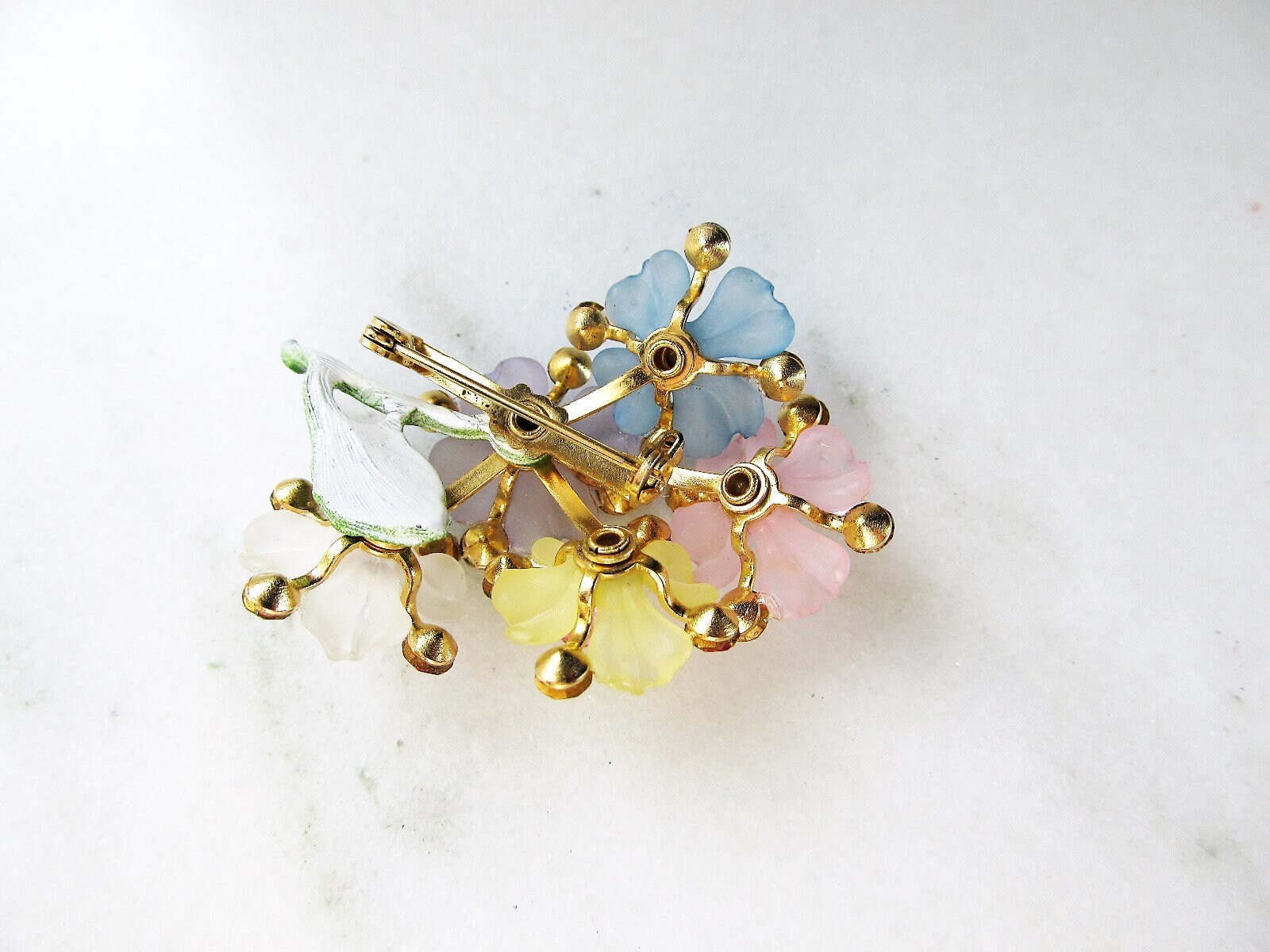 Vintage Painted Metal Plastic Multi Color Rhinestone Flower | Etsy