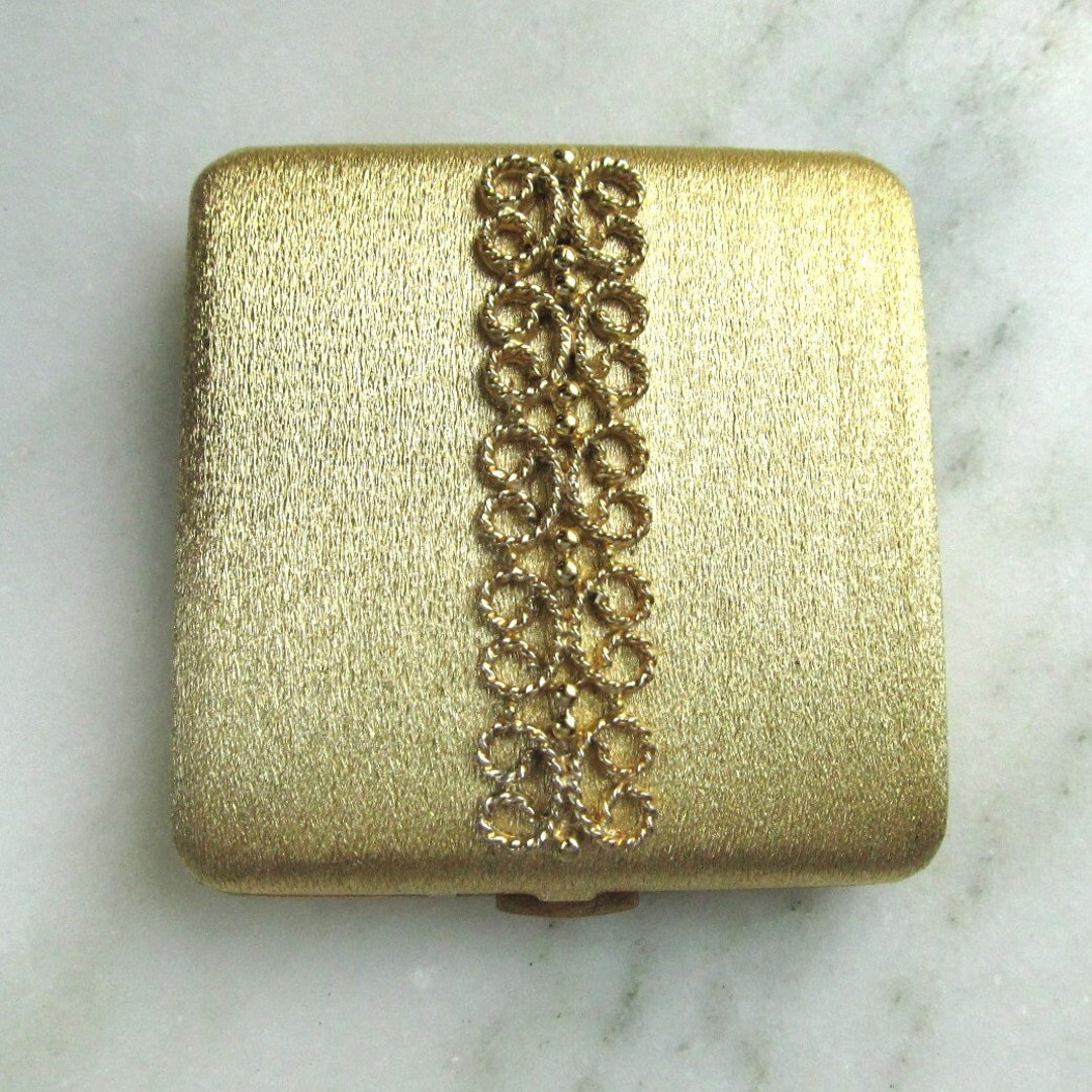 Vintage AVON Square Gold Toned Mirrored Powder Compact ETC7956 - Etsy