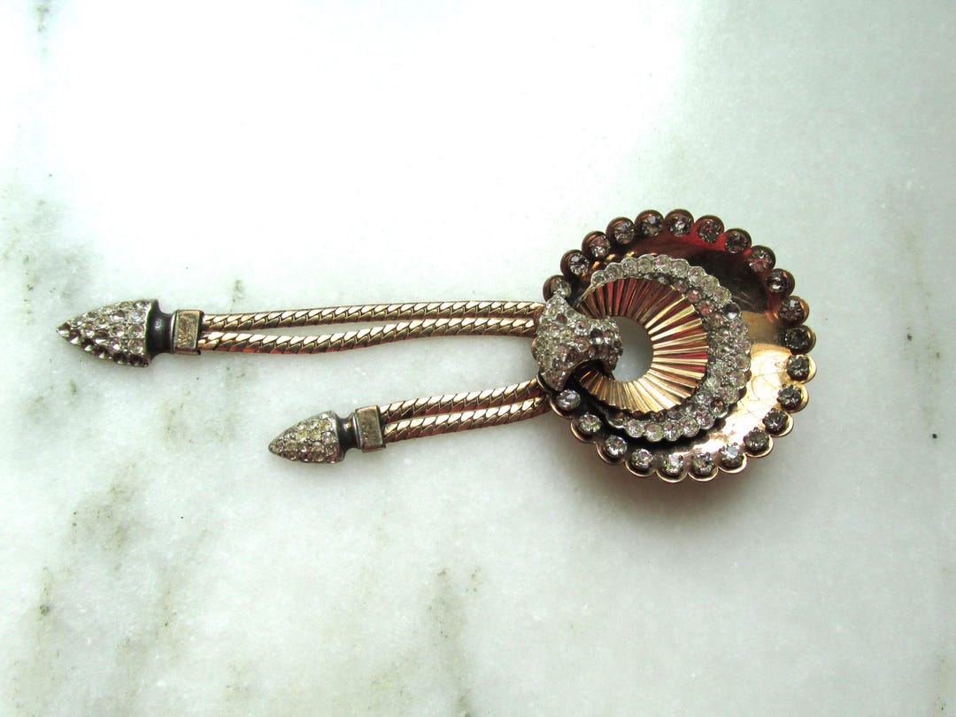 Antique 1930s Charles Reis 12K Gold Filled Rhinestone Brooch CRC Signed ...