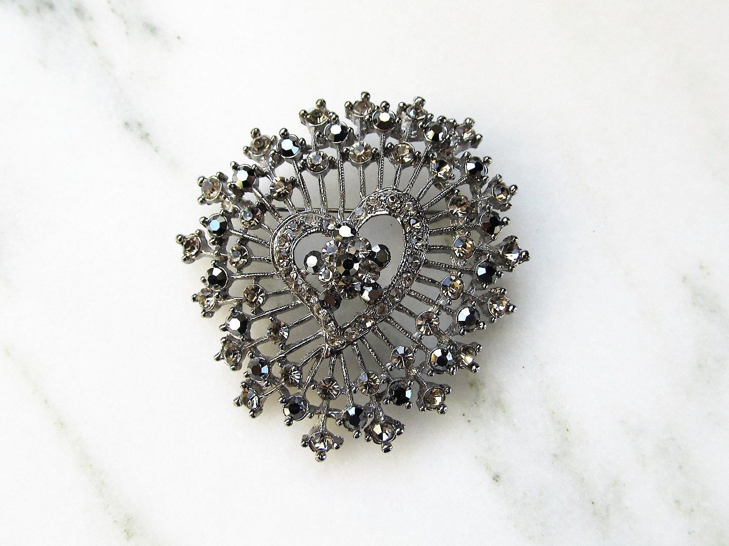 Vintage Large Rhinestone Brooch Pin ETC5234 | Etsy