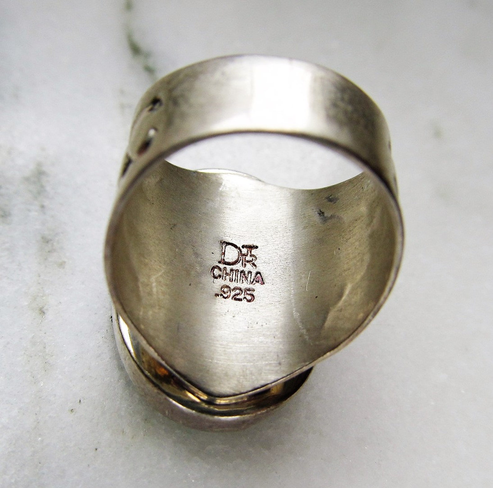 Vintage DTR .925 China Multi Stone Color Inlay Ring Turquoise - Etsy