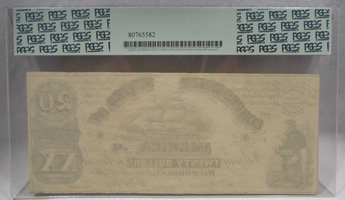 1861 20 Dollar Confederate Civil War Ship Counterfeit Banknote - Etsy