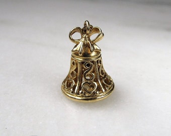 14k Gold Bell Necklace - Etsy