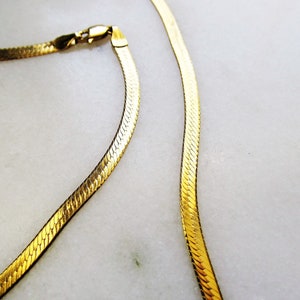 Vintage 14K Solid Gold Herringbone Italy Chain 20 | Etsy