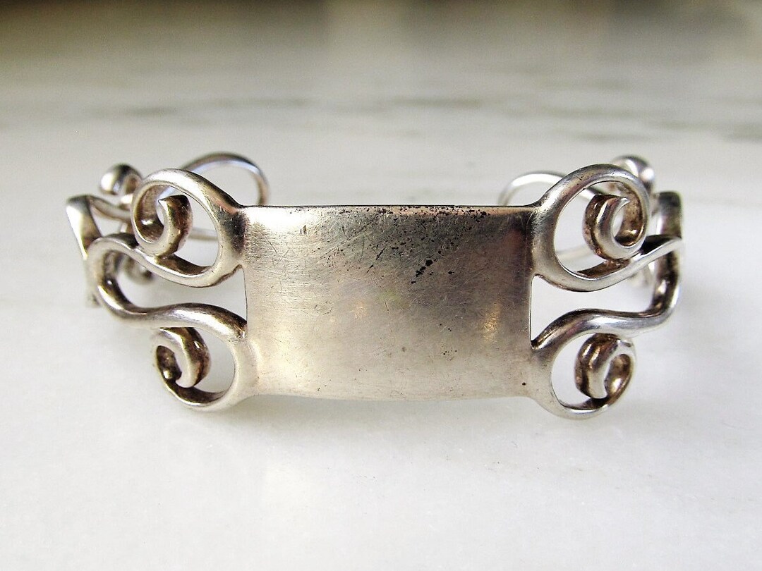 Vintage Sterling Silver ATI Fancy Cuff Bracelet ETC6699 - Etsy