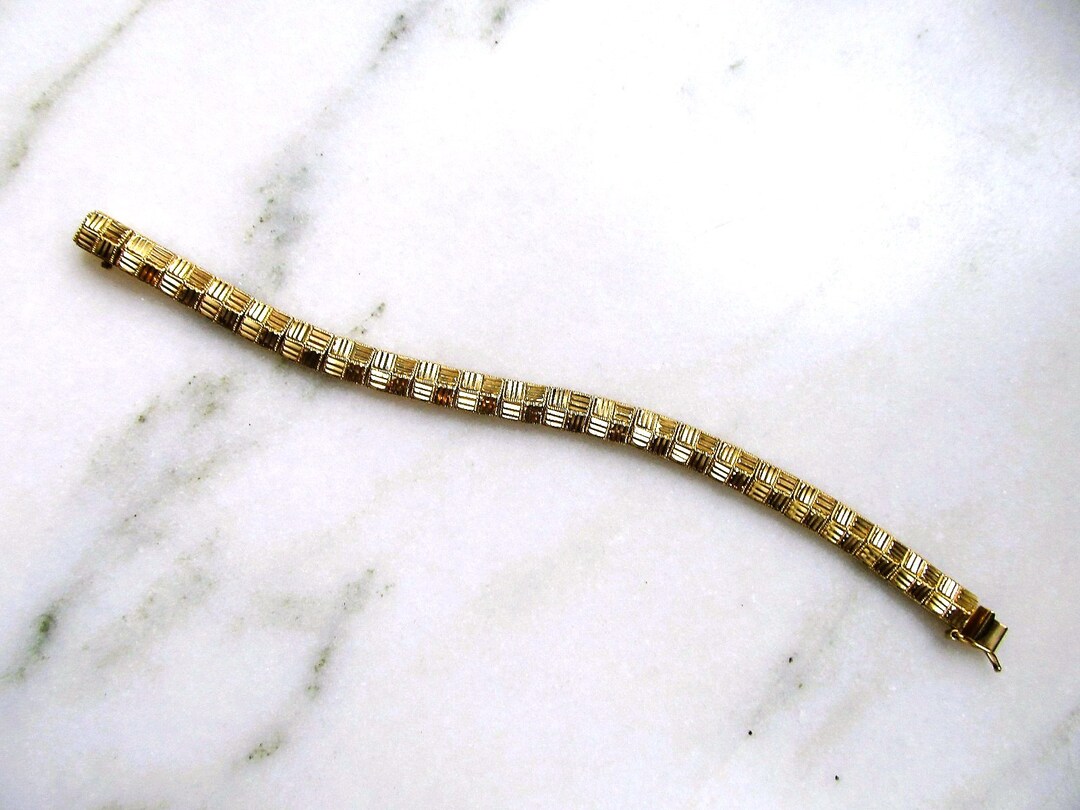 Vintage 14K Yellow Gold Square Link Bracelet ETC6922 - Etsy