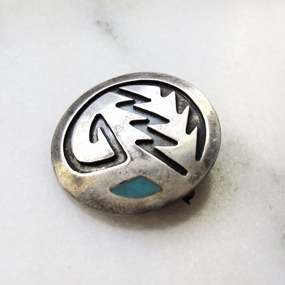 Sterling Silver HOPI Native American Turquoise Necklace Brooch | Etsy
