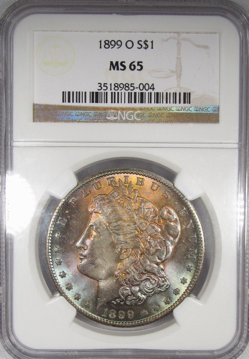 1899-O Silver Morgan Dollar Colorful Toning NGC MS65 Coin - Etsy