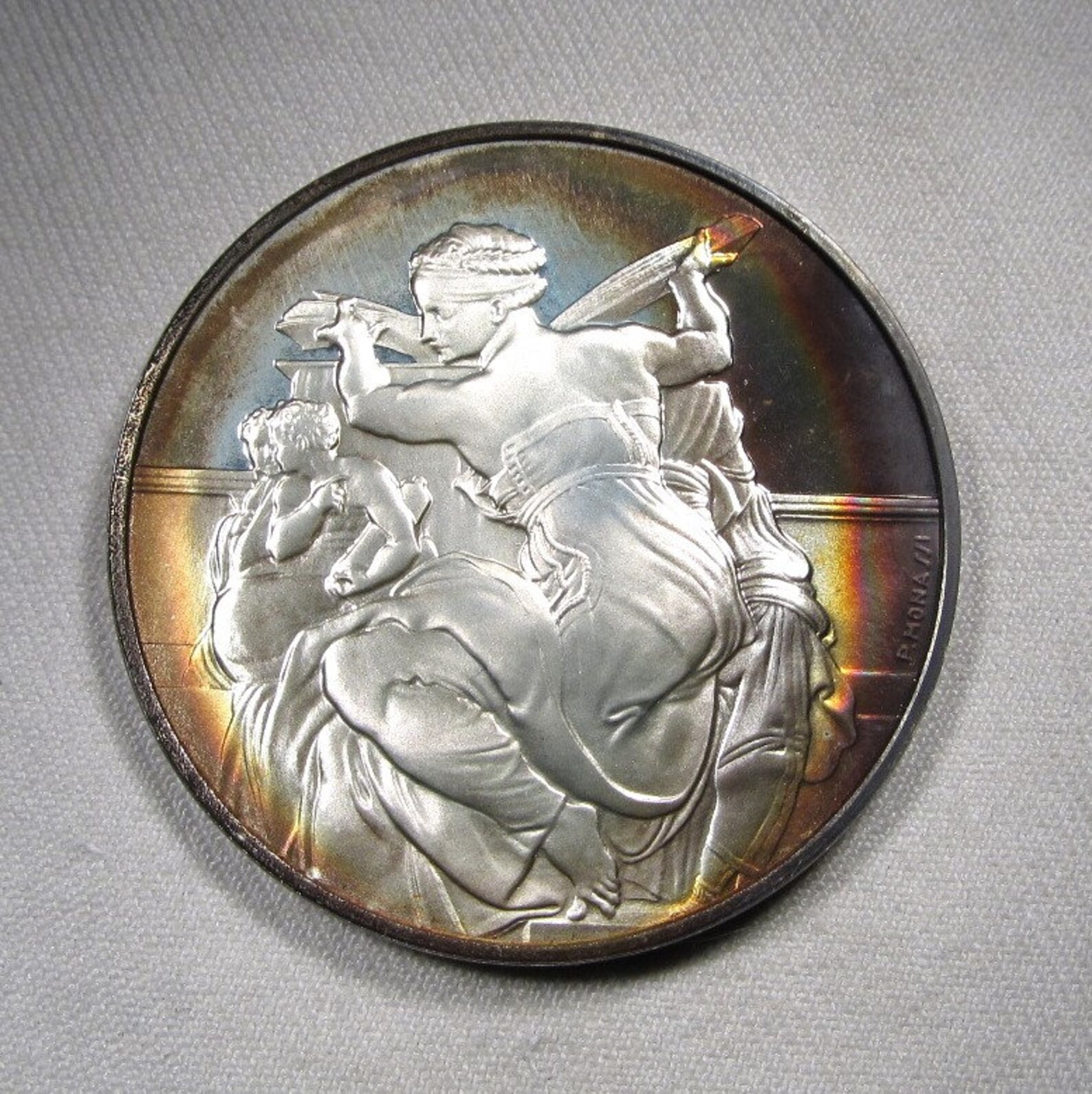 1970 Genius of Michelangelo the Libyan Sibyl Sterling Silver Fine Art ...
