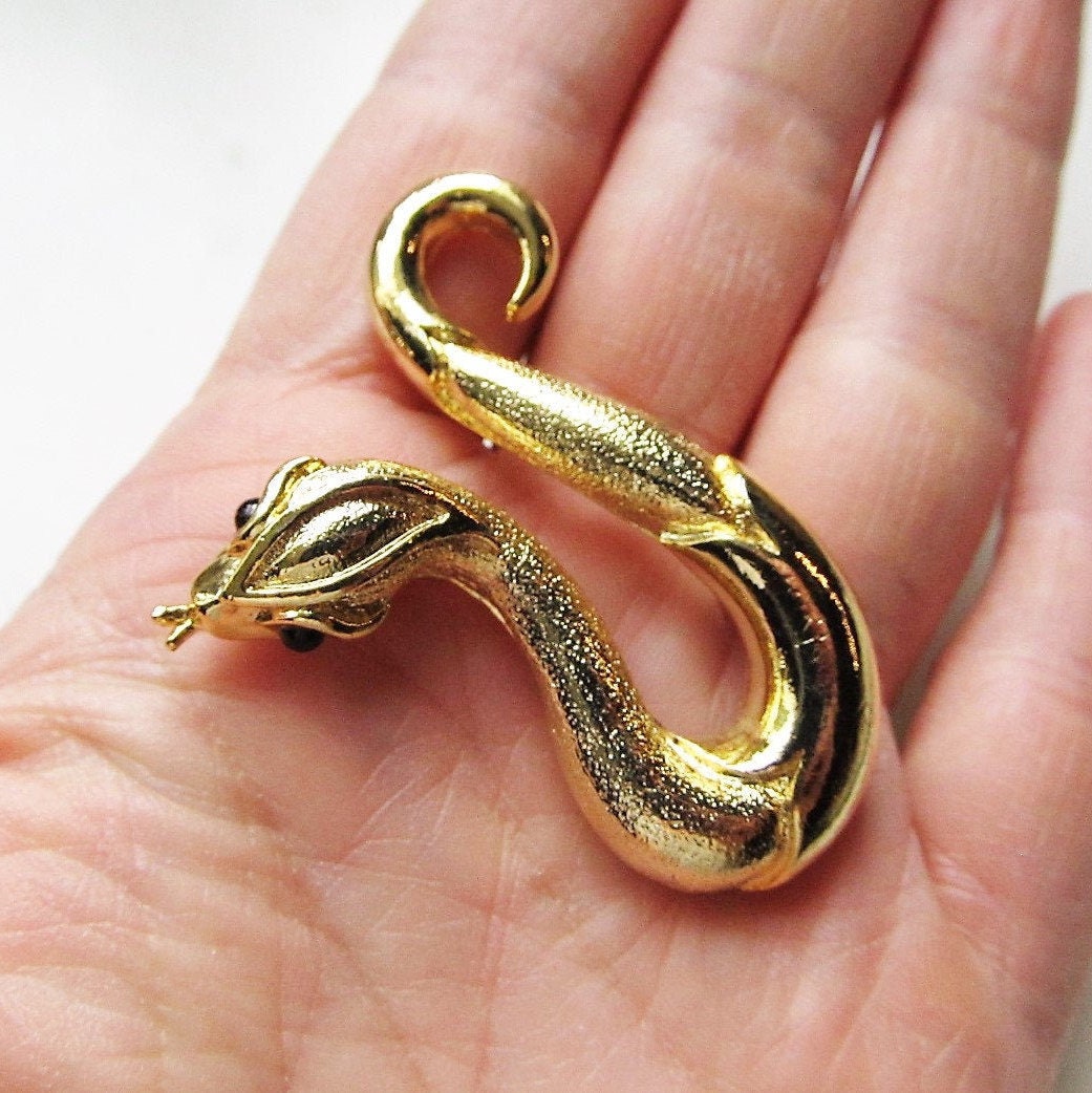 Vintage Gerry's Gold Toned Snake Brooch Pin ETC5660 - Etsy