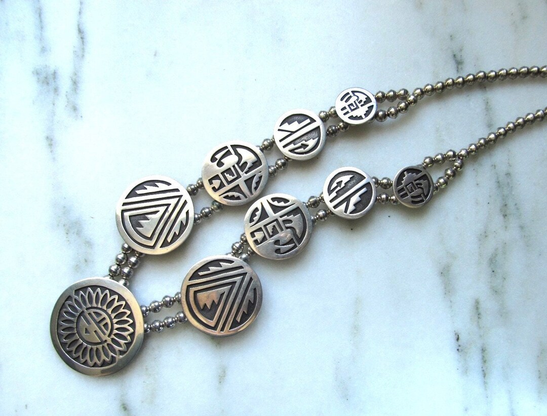 Vintage Native American Hopi Overlay Necklace ETC9679 - Etsy