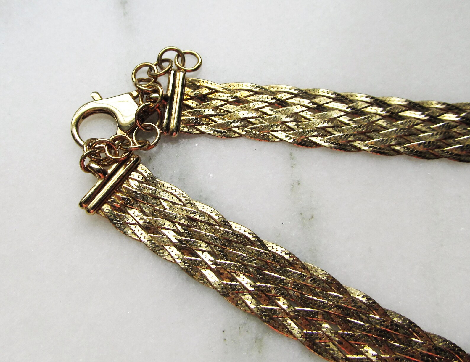 Italy 925 Sterling Silver Gold Vermeil Woven Mesh Choker - Etsy