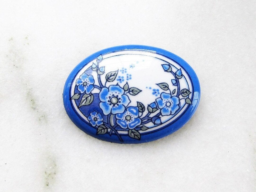 Michaela Frey Blue Enamel Floral Brooch Pin Vintage ETC2509 - Etsy
