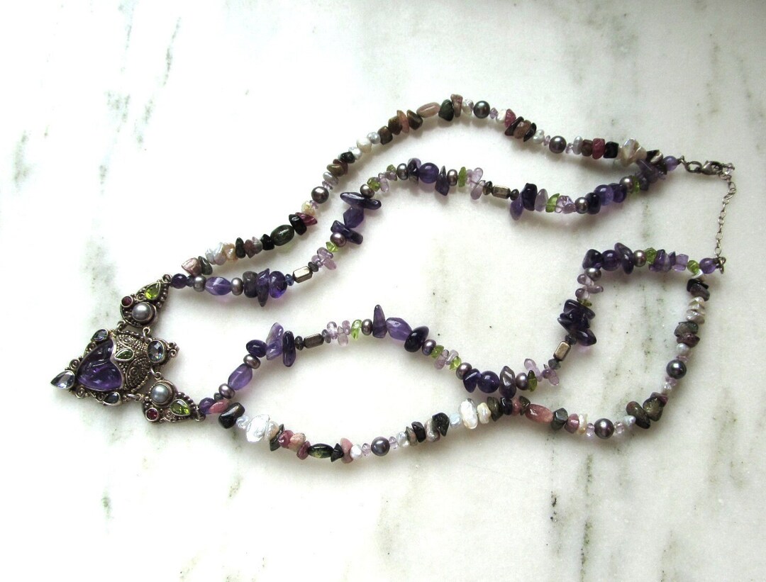 Vintage Sterling Silver .925 Sajen Face Multi Bead Double Strand ...