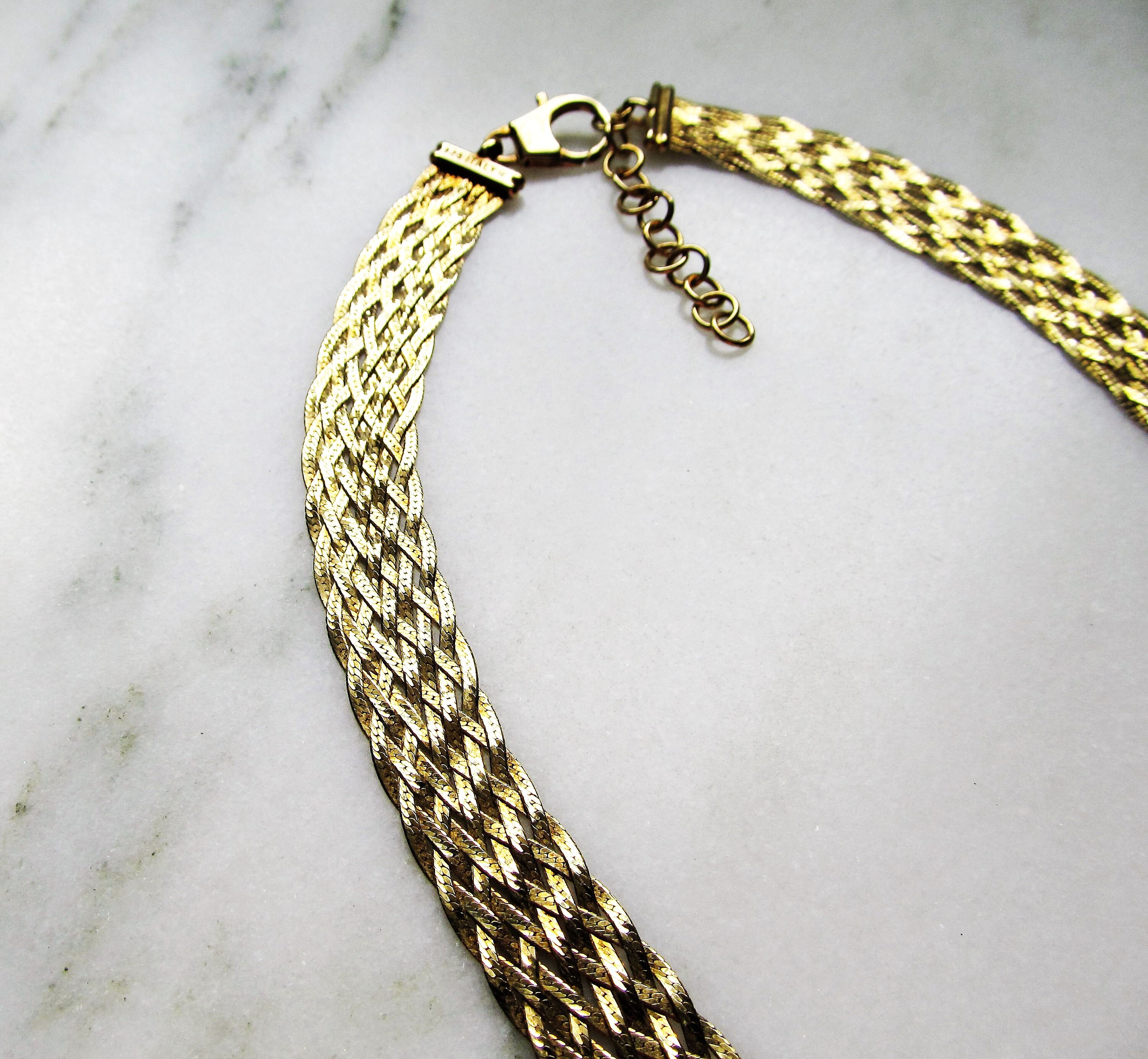 Italy 925 Sterling Silver Gold Vermeil Woven Mesh Choker - Etsy