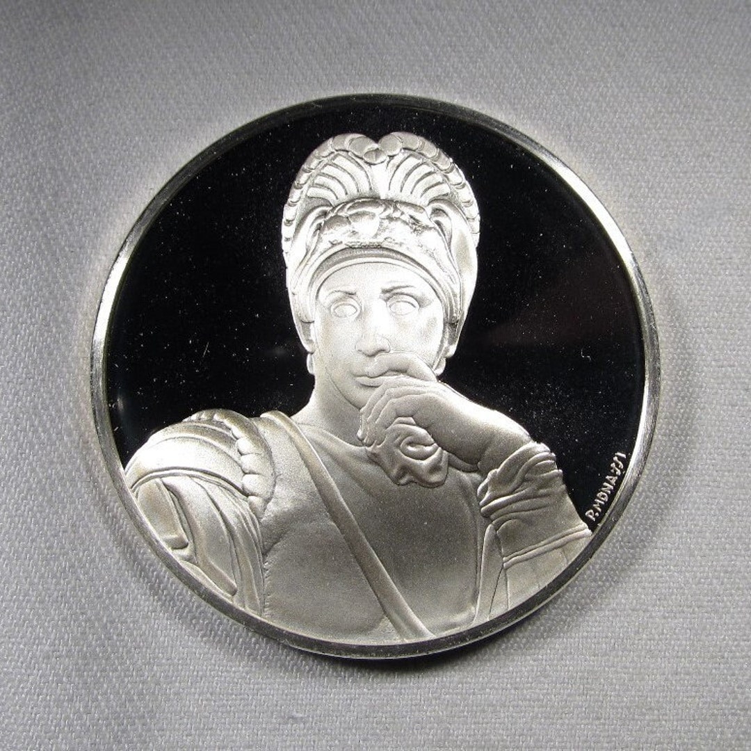 1970 Genius of Michelangelo lorenzo De Medici Sterling Silver Fine Art ...