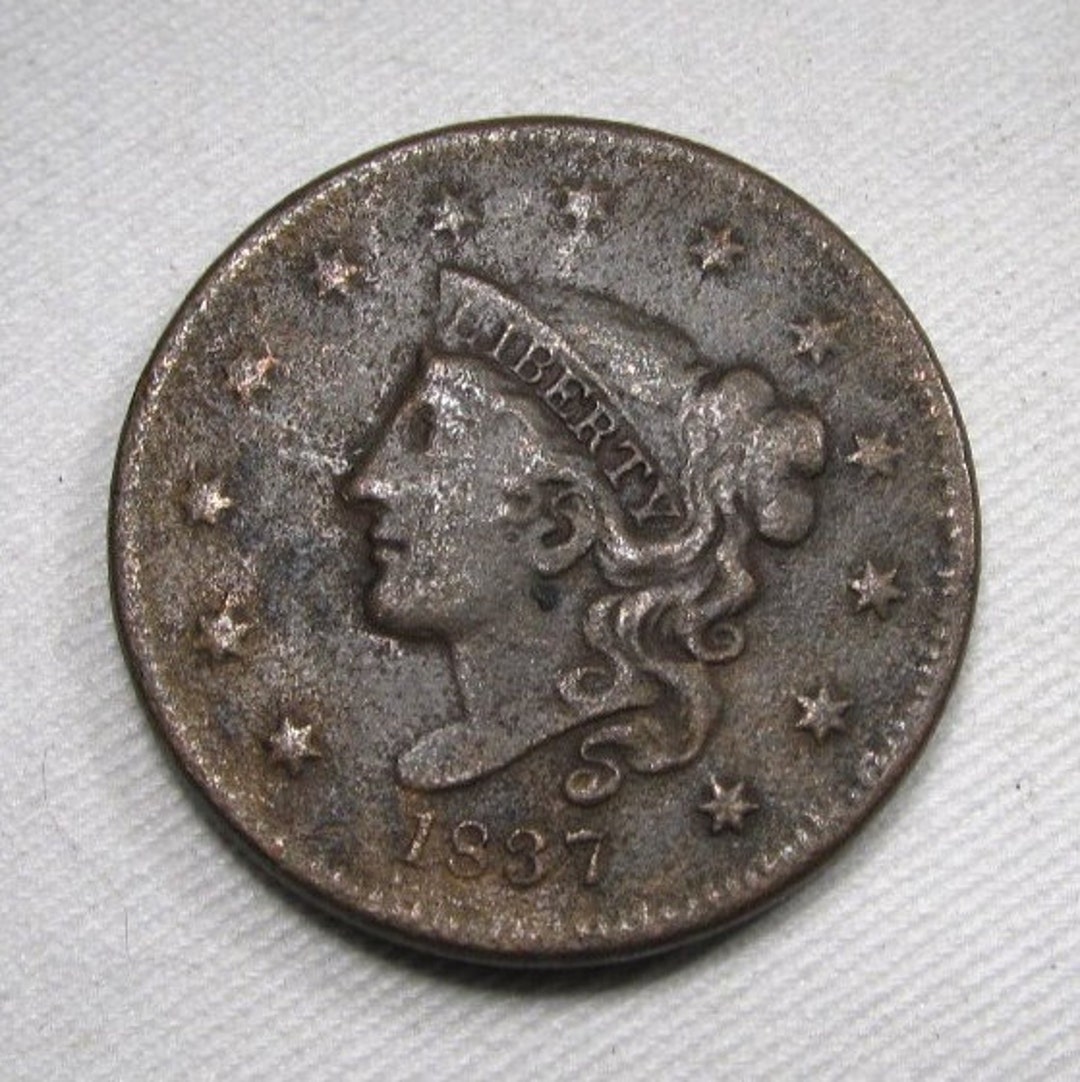 1837 Medium Letters Large Cent VF Details Coin AN955 - Etsy