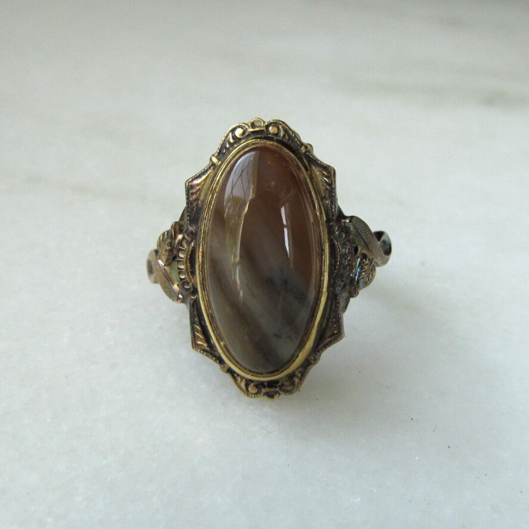 Vintage Clark & Coombs Gold Filled Agate Ring Sz 6 1/2 ETC8316 - Etsy