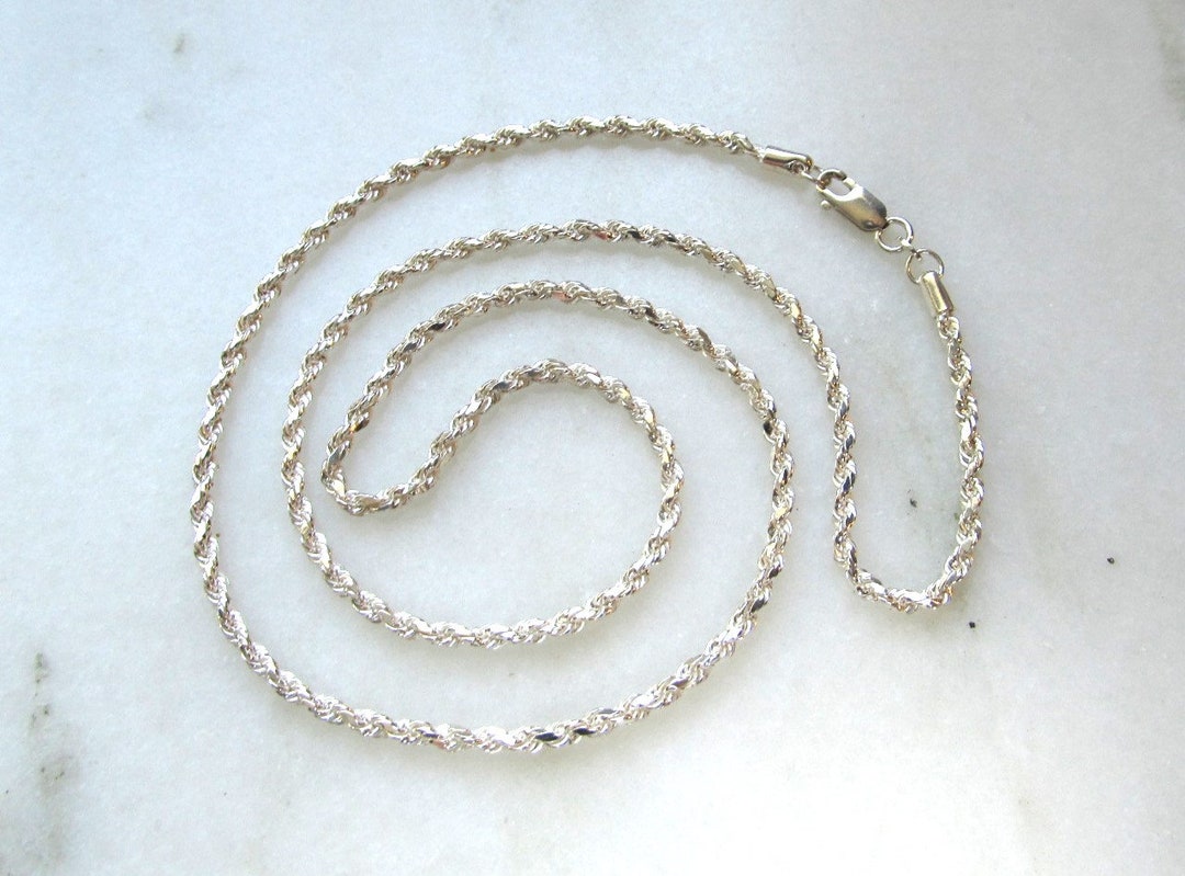 Vintage Sterling Silver 2.8mm Thick Rope Chain Necklace 24 ETC8366 - Etsy
