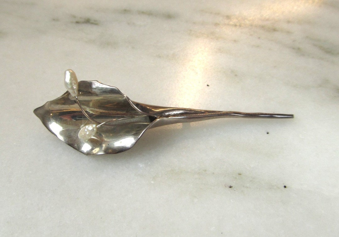 Vintage .925 Eva-maria Designs 1987 Sterling Silver & Mabe Pearl Floral ...
