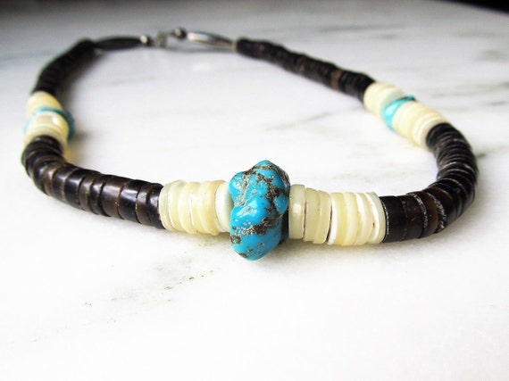 Navajo Heshi Shell Turquoise & Mother of Pearl Sterli… - Gem