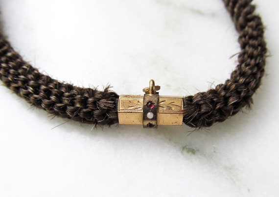Antique Victorian 11" Gold Filled Mourning Braided Ha… - Gem
