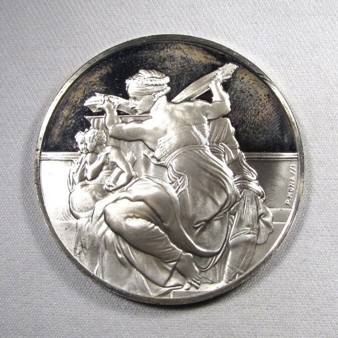 1970 Genius of Michelangelo the Libyan Sibyl Sterling Silver Fine Art ...