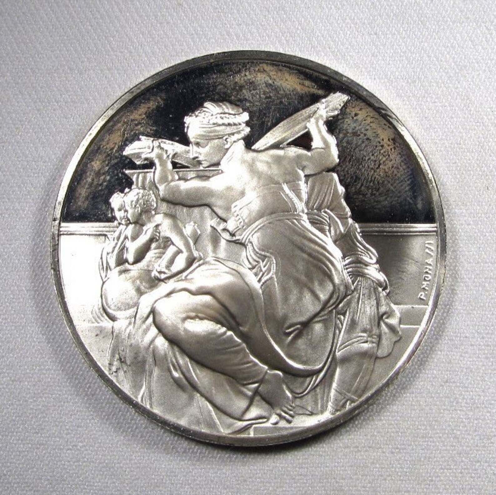 1970 Genius of Michelangelo the Libyan Sibyl Sterling Silver Fine Art ...