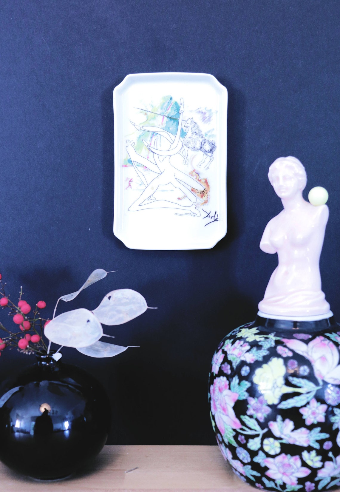 Salvador Dali, Two Porcelain Plates, Signed in Print and Numbered, Very ...