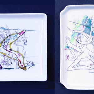 Salvador Dali, Two Porcelain Plates, Signed in Print and Numbered, Very ...