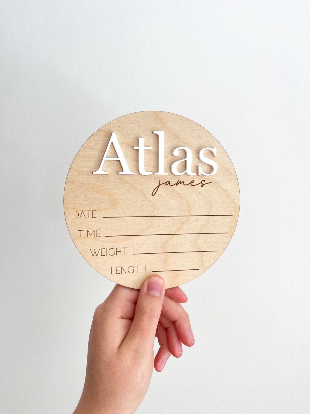 Birth Announcement Sign Newborn Name Wood Sign Baby Announcement Disc ...