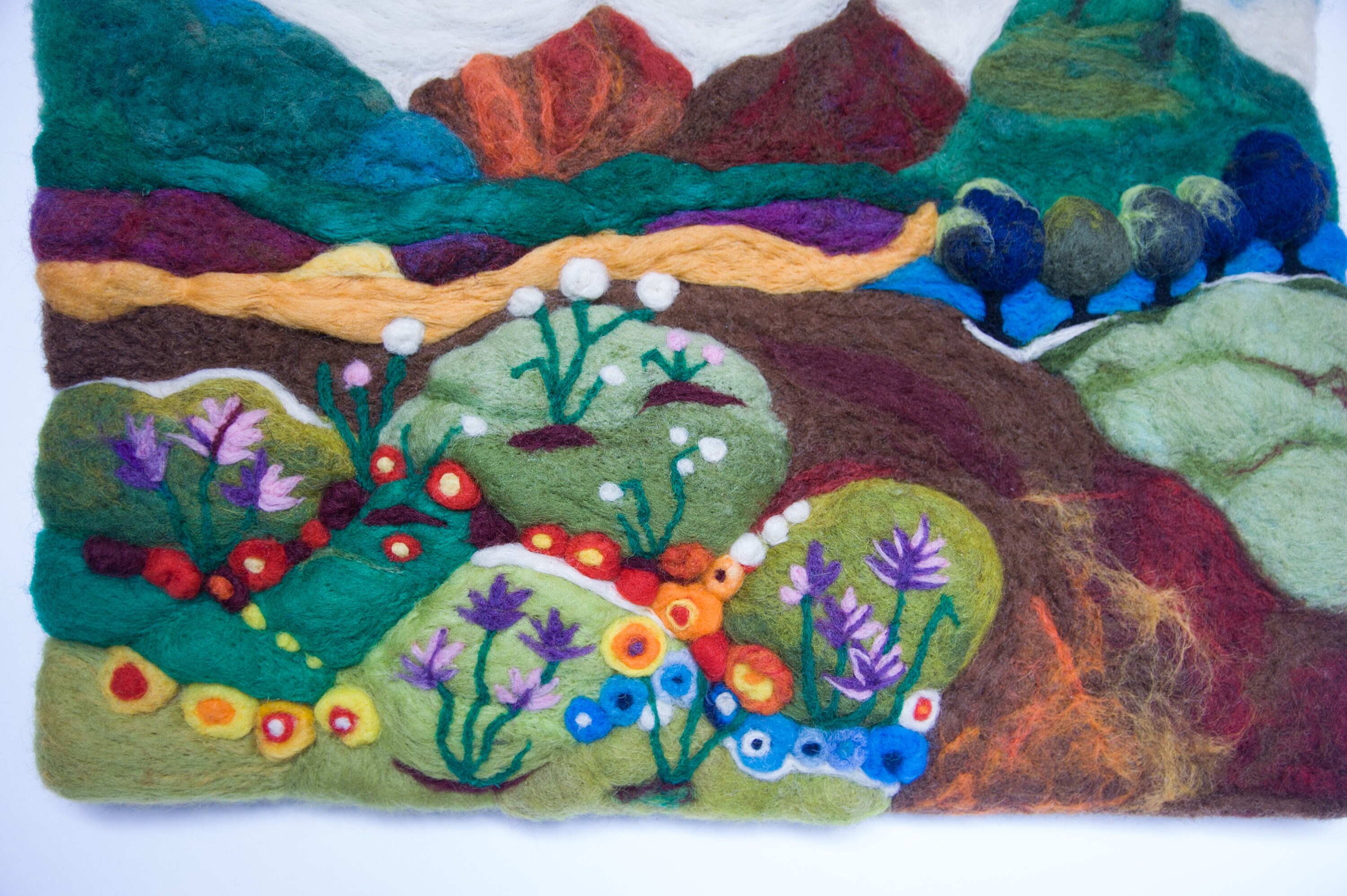 Felted Tapestry, Felt Mountain View Tapestry, Felted Wall Hanging ...