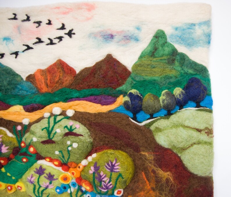 Felt Tapestry Wall Hanging Tapestry Felt Mountain View - Etsy