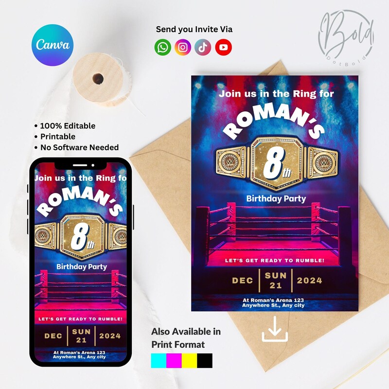 Wwe Invitation - Etsy