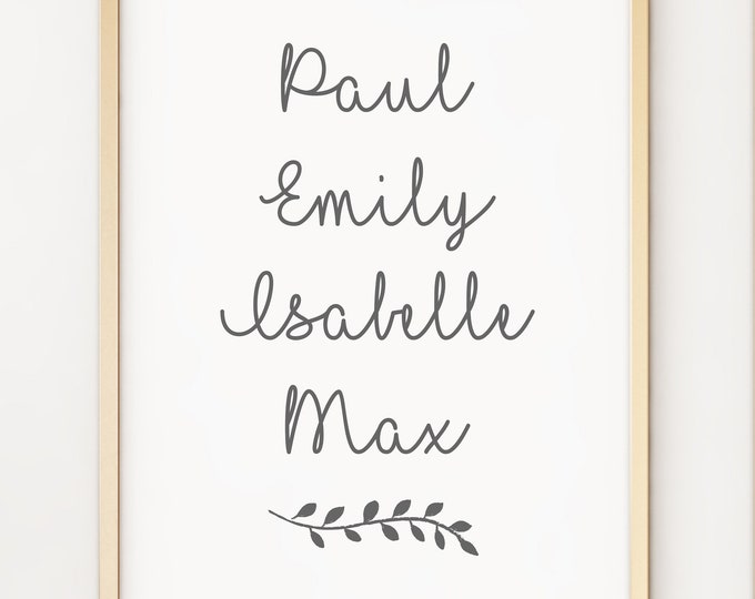 Family Personalised Typography Black and White A4 Poster Print PO412 - Etsy