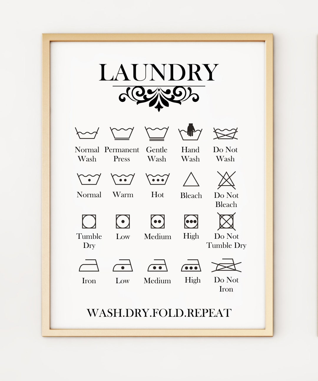 Laundry Wash Care Instructions Typography A4 Poster Print PO356 - Etsy