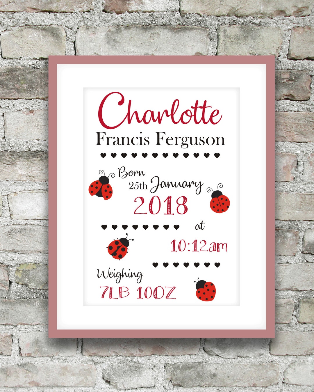 New Baby / Birth Details / Keepsake A4 Personalised Poster Print PO77 ...