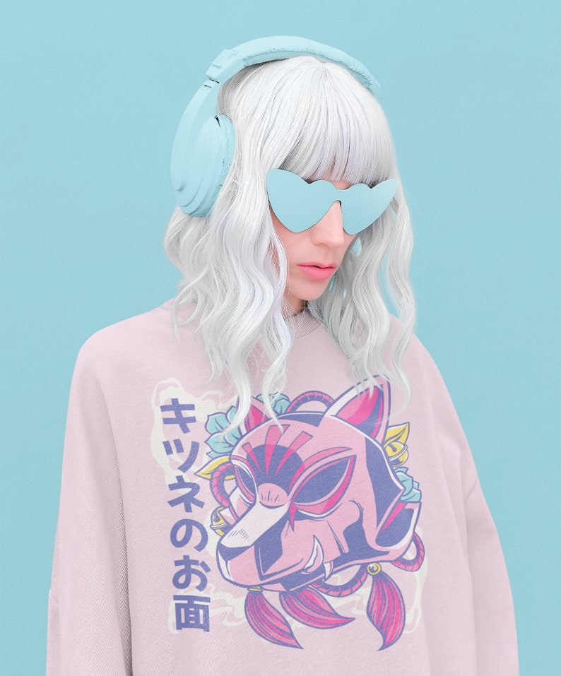 Kitsune Fox Shirt Pastel Pink Aesthetic Yume Kawaii - Etsy