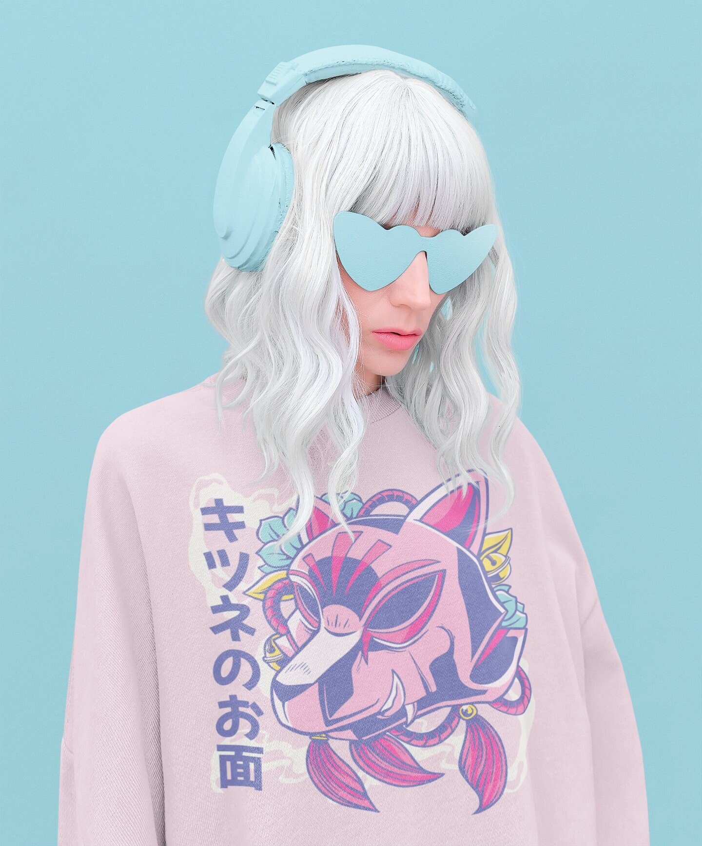 Kitsune Fox Shirt Pastel Pink Aesthetic Yume Kawaii - Etsy