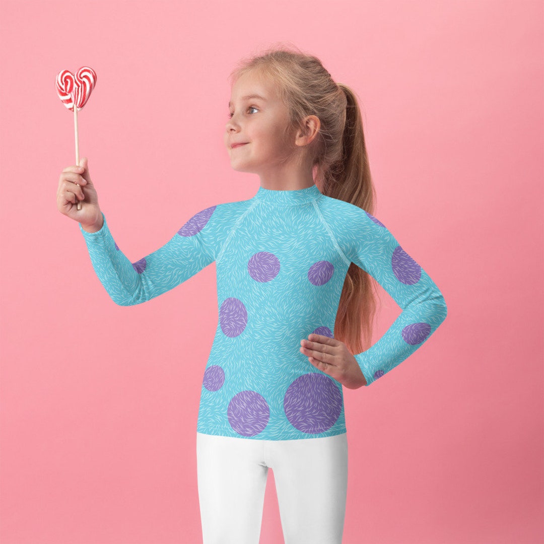 KIDS Monster Costume - Purple Polka Dot Light Blue Fur - Long Sleeve ...