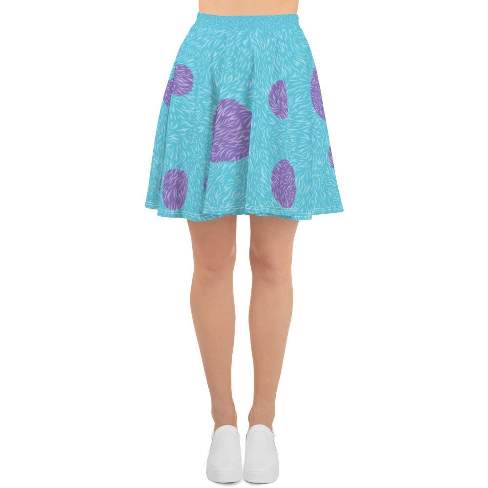 Monster Polka Dot Skater Skirt Blue Purple Fur Pattern Sulley Running ...