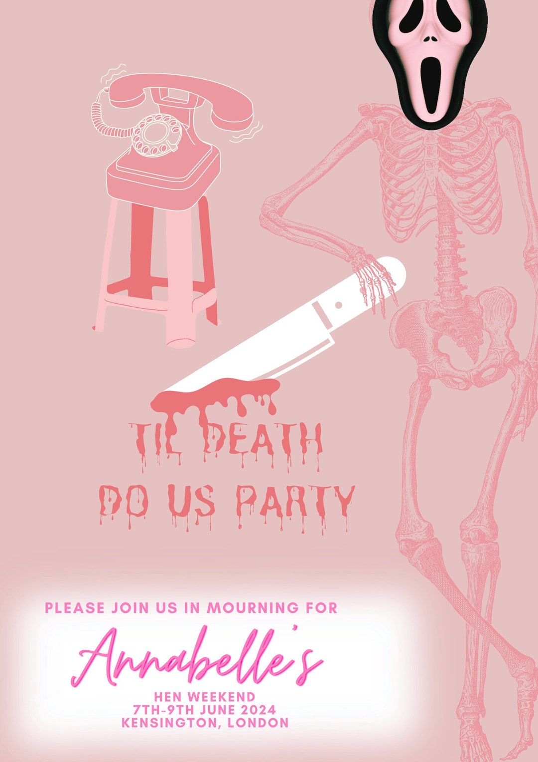 Til Death Do Us Party, Scream Hen Template, Hen Do Party Template ...