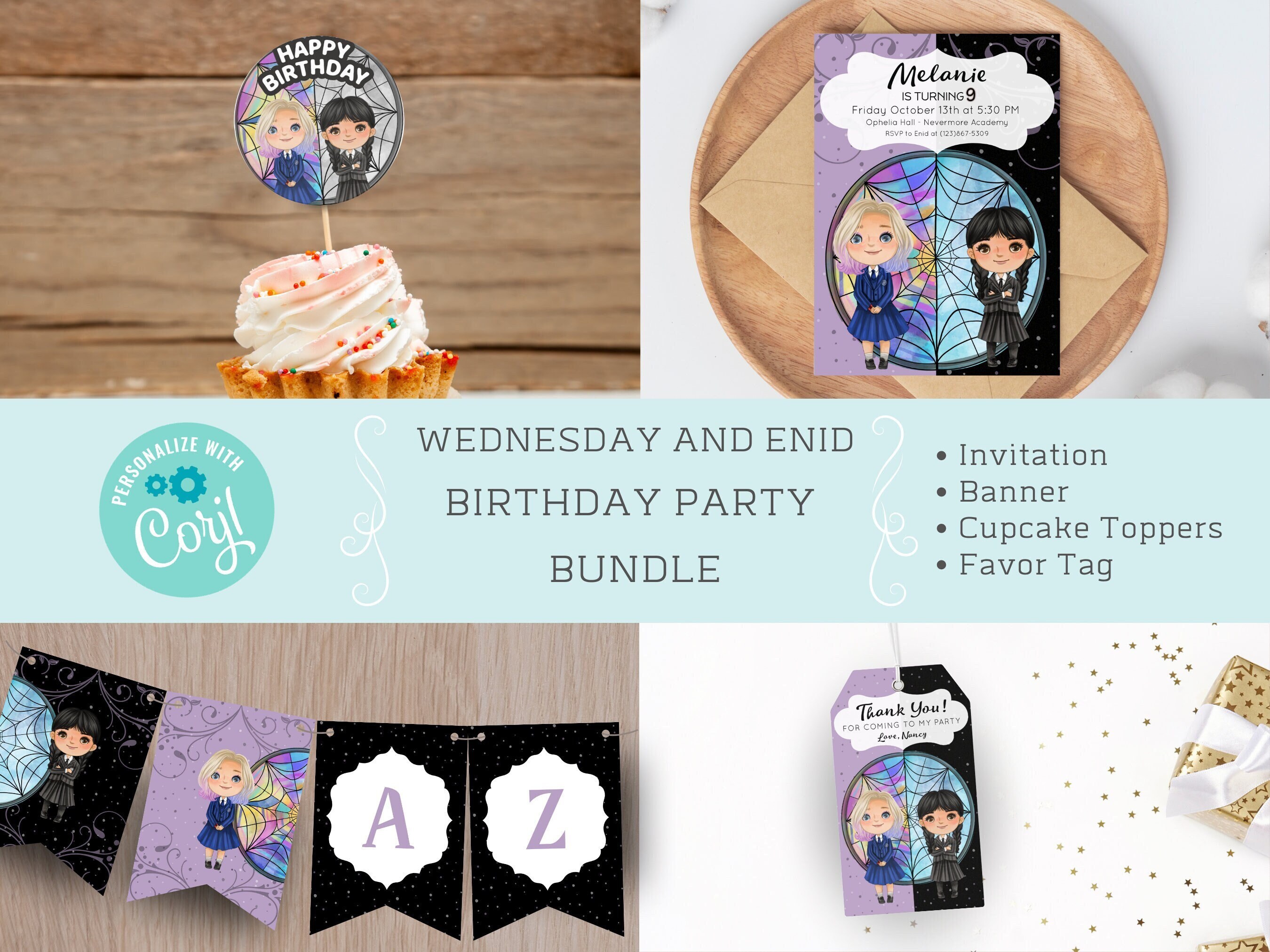 Wednesday and Enid Inspired Birthday Party Bundle / Printable - Etsy
