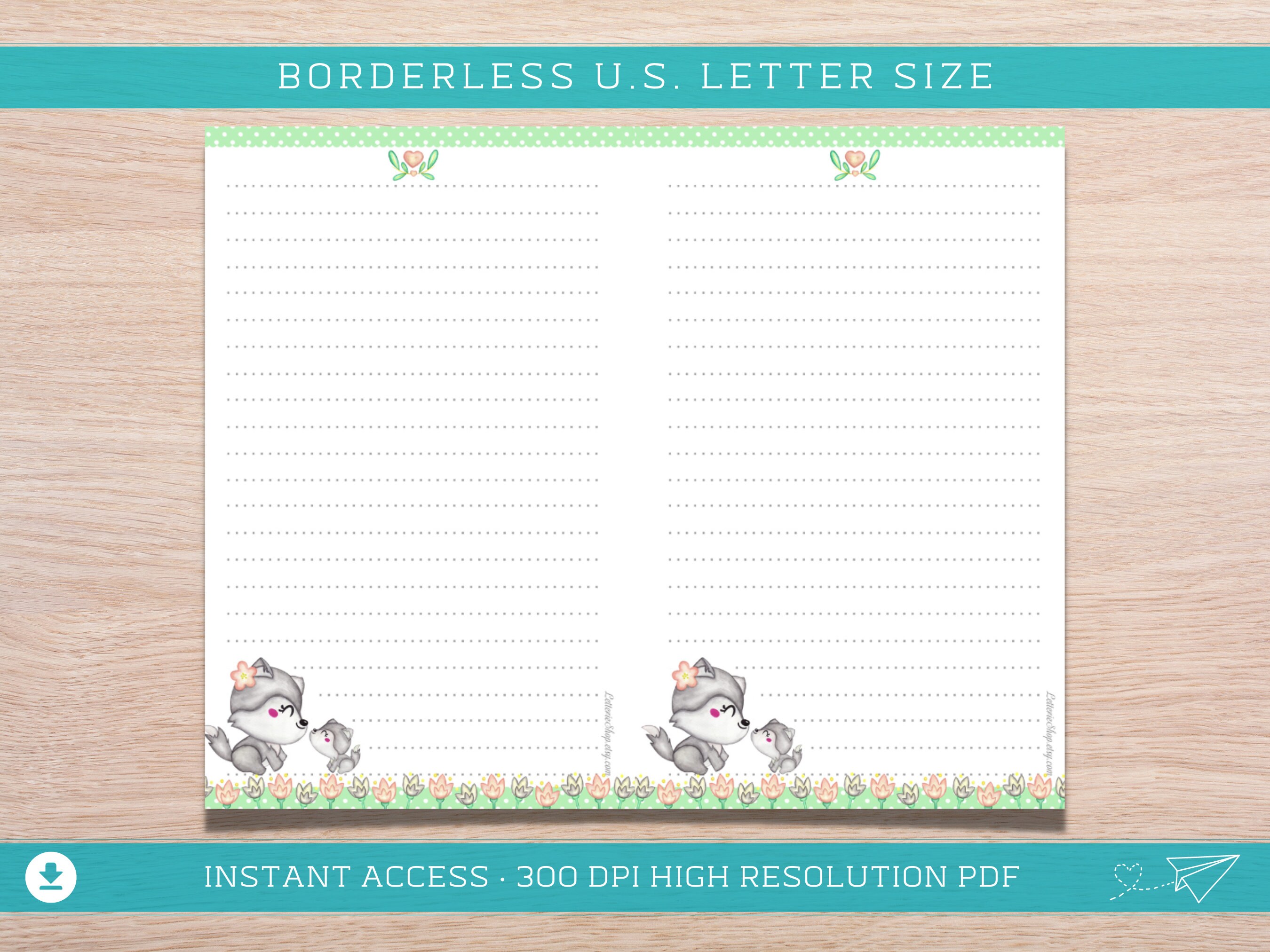PRINTABLE STATIONERY / Wolf Letter Writing Paper / Mommy and Me Grey ...