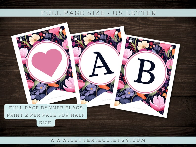 Printable Pink Floral Alphabet Banner / Purple and Pink Floral ...