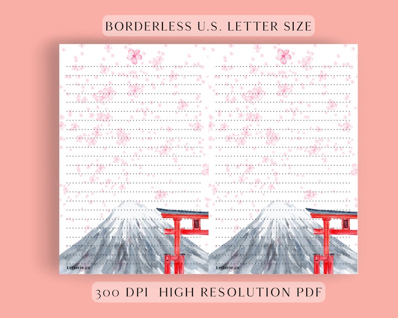 INSTANT DOWNLOAD / Letter Writing Paper / Mt Fuji Cherry - Etsy
